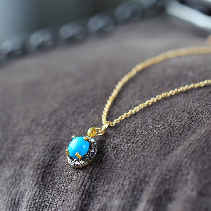 Turquoise And Diamond December Birthstone Necklace By Artique Boutique ...