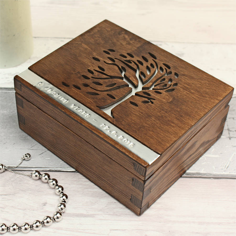 personalised wooden tree filigree trinket box by warner's end ...
