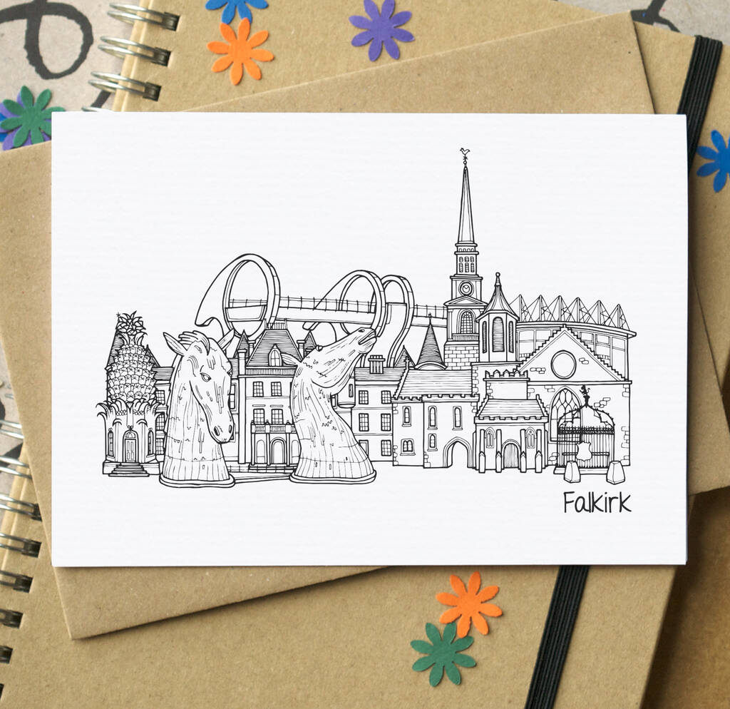 Falkirk Skyline Art Print Unframed By Becka Griffin Illustration ...