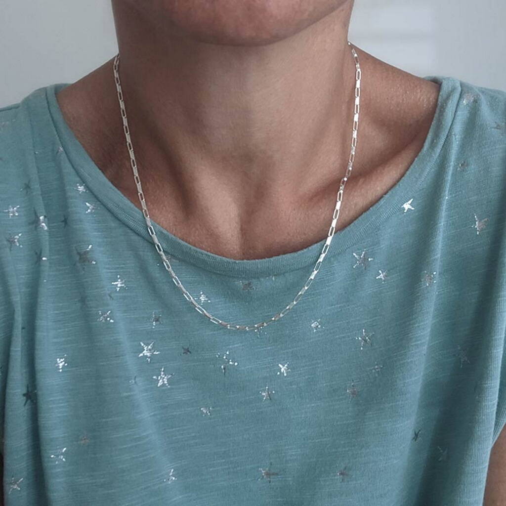 Sterling Silver Open Link Chain Necklace By Macaroon Jewellery