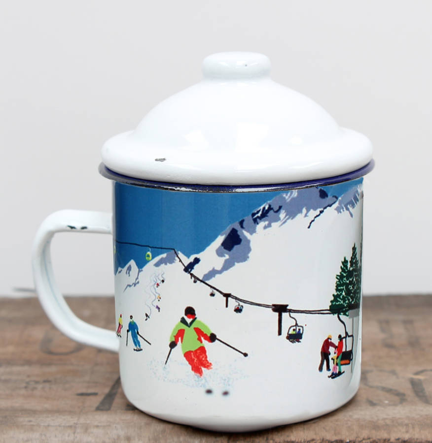 enamel mug with ski design by rolfe&wills | notonthehighstreet.com