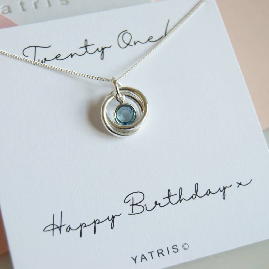 21st Birthday Necklace With Birthstone By Yatris | notonthehighstreet.com