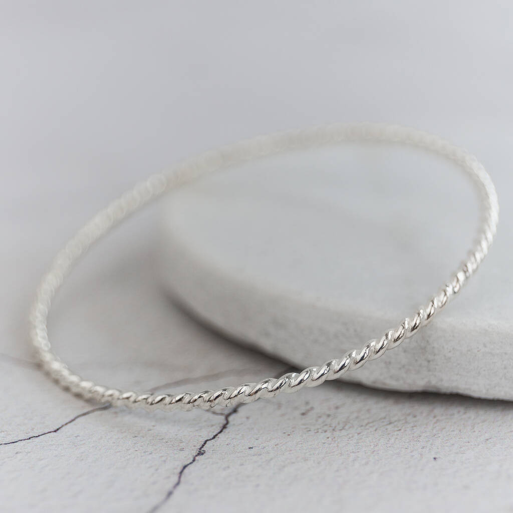 Sterling Silver Twist Bangle By Lucy Kemp Silver Jewellery ...