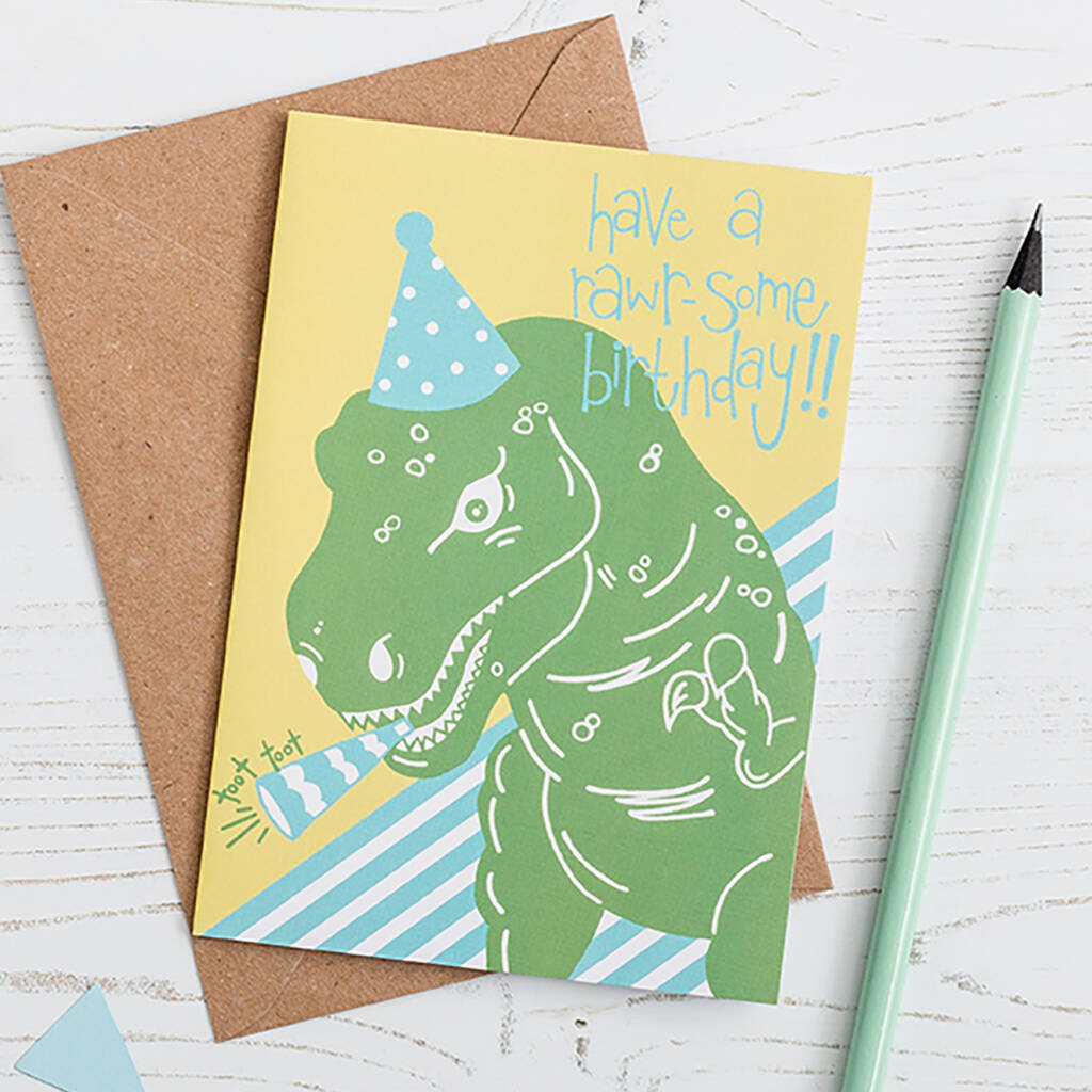  Happy Birthday Dinosaur Card By Nelly s Treasures 
