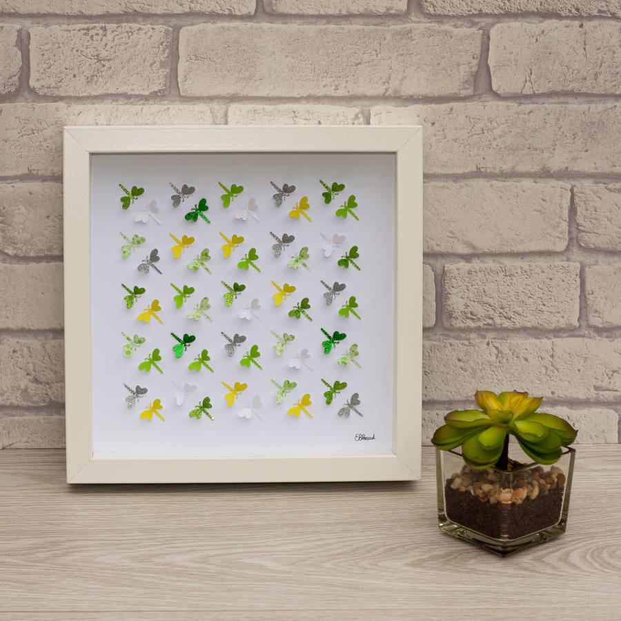 framed 3d flying dragonfly paper wall art by frames by erika ...