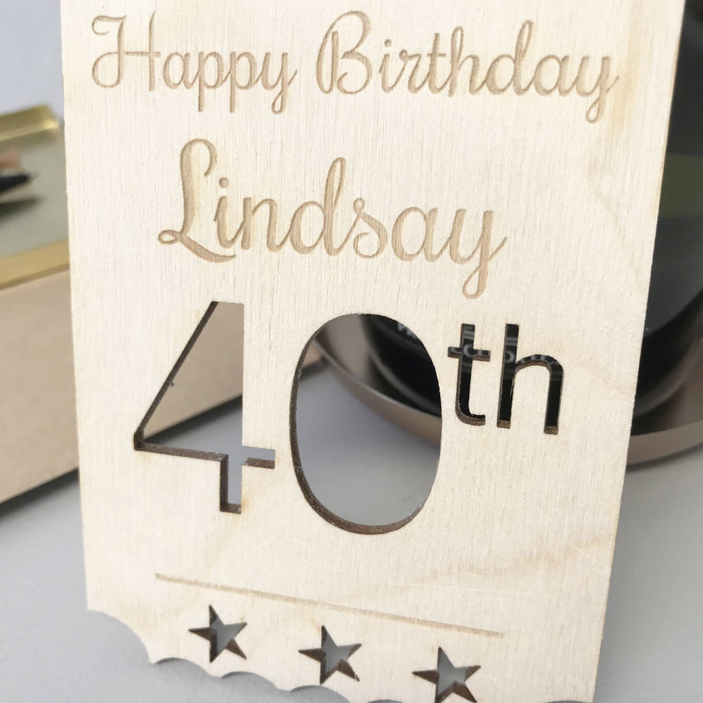 Personalised 40th Birthday Wooden Cards By Hickory Dickory Designs ...