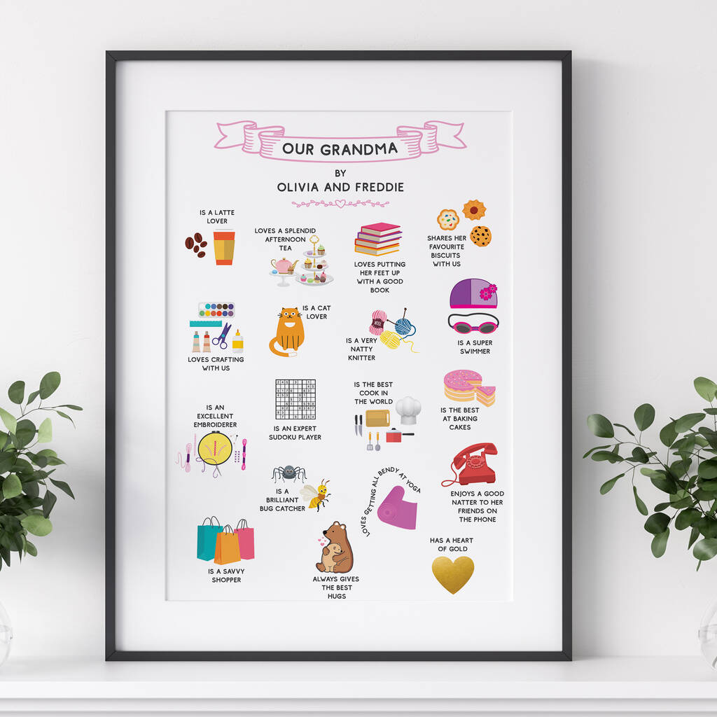 Personalised Illustrated Grandma Print By Bob + Olive ...
