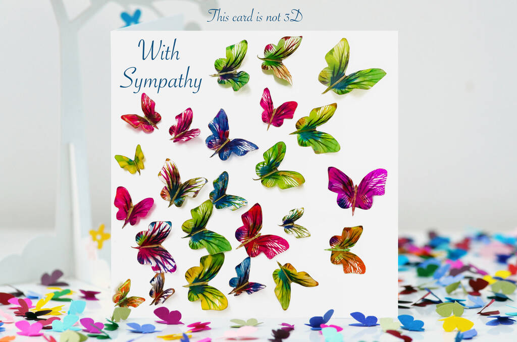 With Sympathy Butterfly Card, Kaleidoscope Heart Card By Inkywool ...