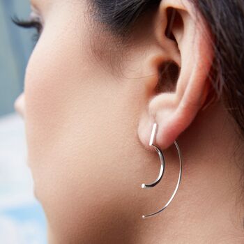 Modern Curved Sterling Silver Drop Earring By Otis Jaxon ...
