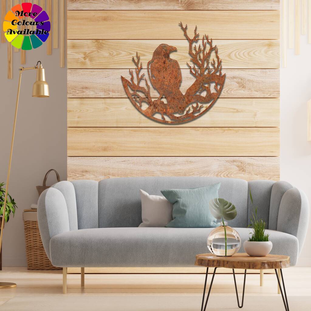 Rusty Metal Cawing Crow Art Metal Raven Wall Decor By Duke Craft ...