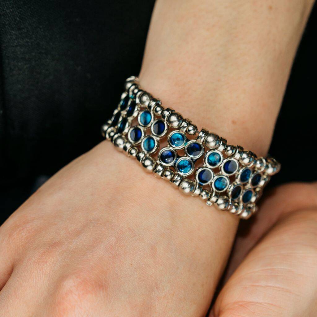 Oxidised Enamel Stone Tribal Silver Indian Bangle By The Colourful Aura