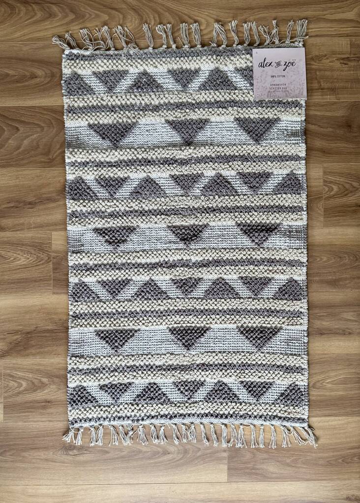 Beige Triangle Patterned Rug, 69cm X 114cm By Hampton Homeware