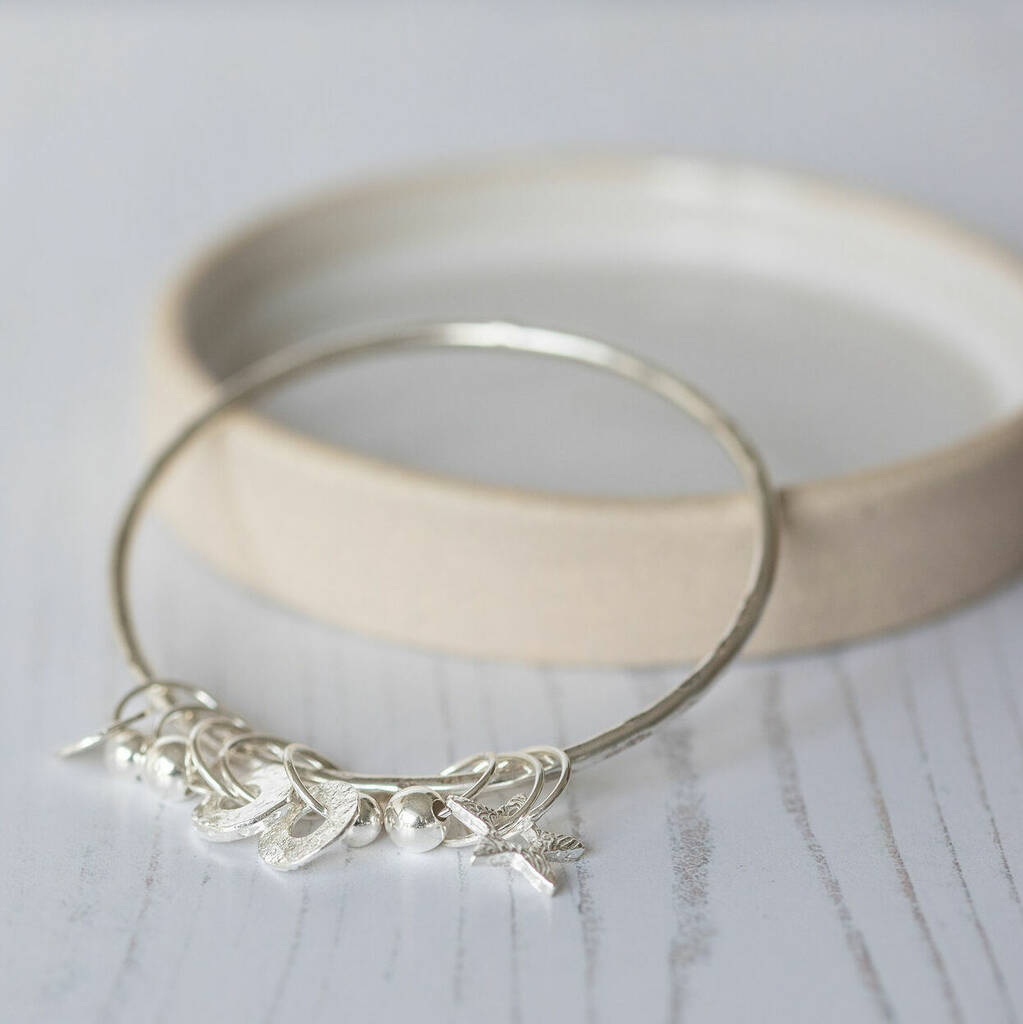 Sterling Silver Charm Bangle By Lucy Kemp Silver Jewellery ...
