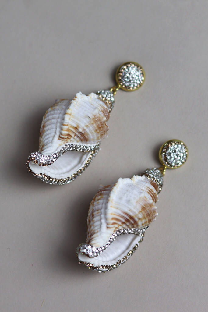 Diamanté Conch Shell Earrings By Sun and Day | notonthehighstreet.com