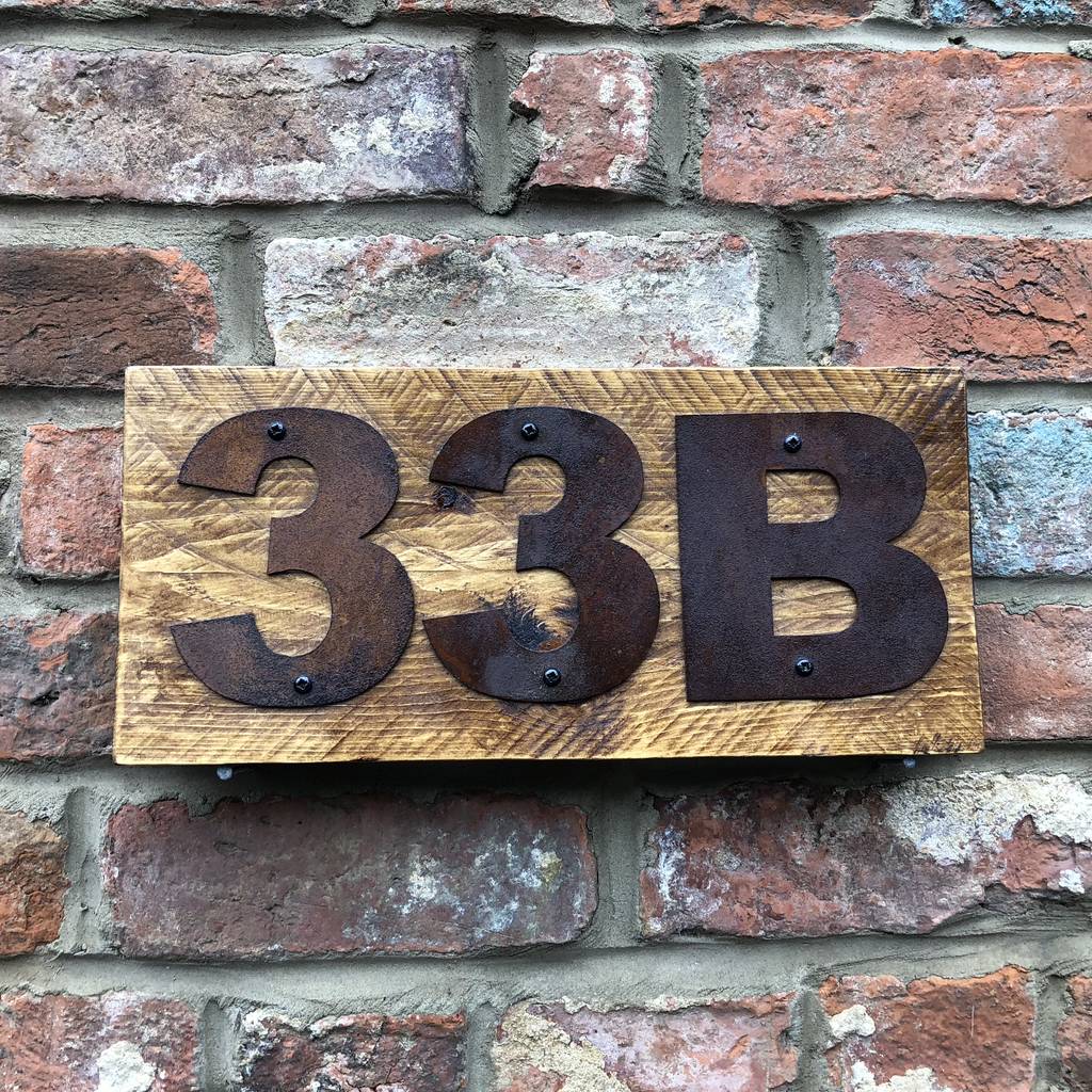 Reclaimed Pine And Metal House Wall Door Numbers By The Rustic ...
