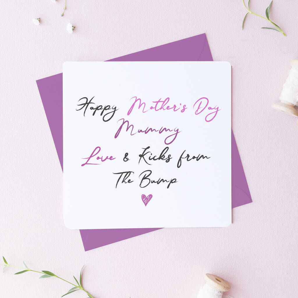 Happy Mother's Day Mummy Love Bump Script Card By Parsy Card Co ...