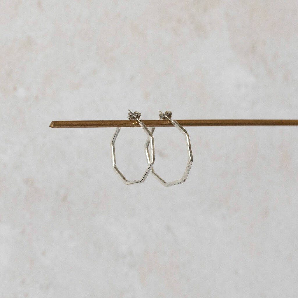 Sterling Silver Large Octagon Hoops By Lucy Kemp Silver Jewellery ...