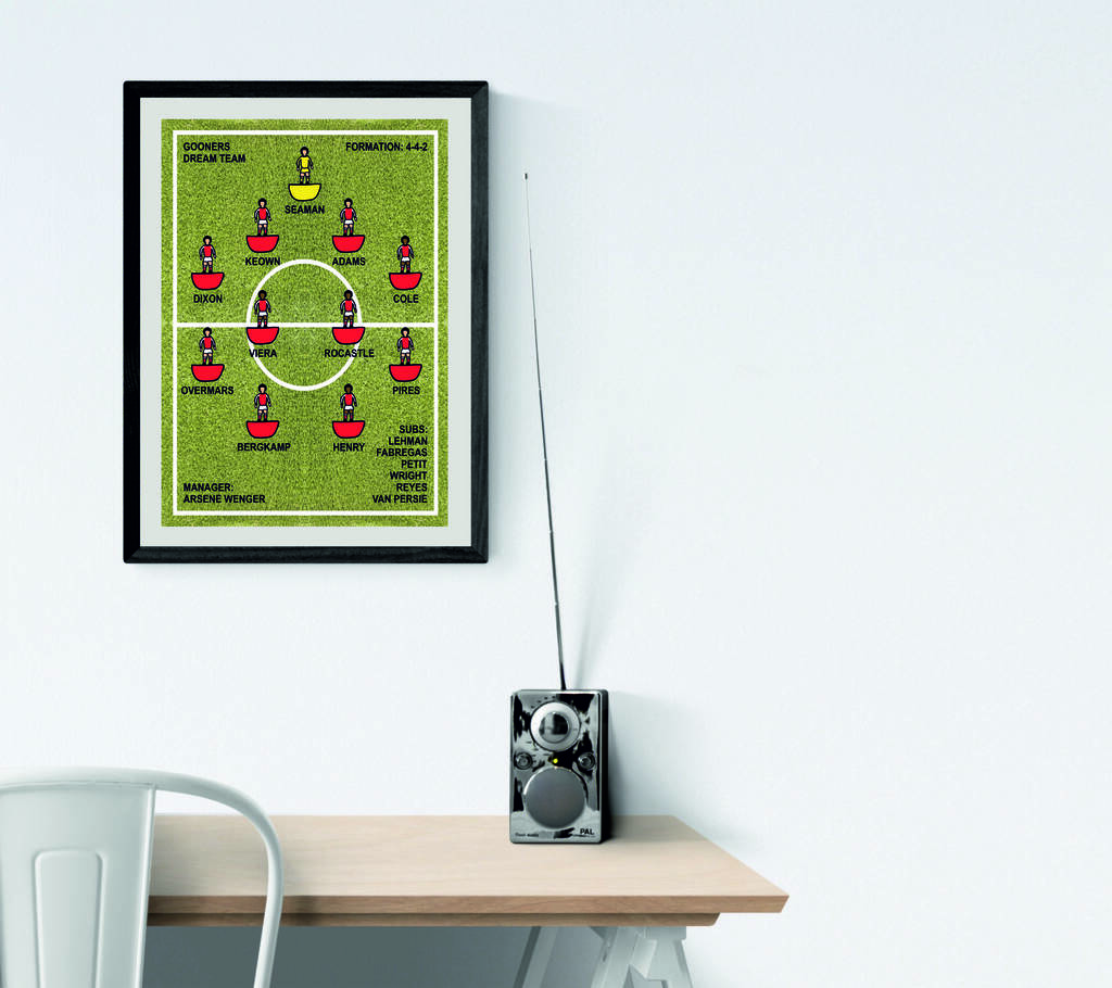 Framed 'Favourite Football Team' Print: Contrast Kit By Rael & Pappie