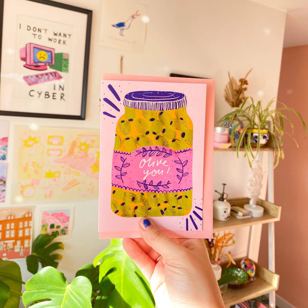 Olive You! Valentines Greeting Card By Kerrie Illustrates ...