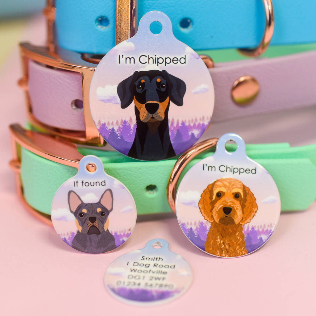 Dog ID Tag Illustrated Custom Misty Morning Forest By Hoobynoo ...