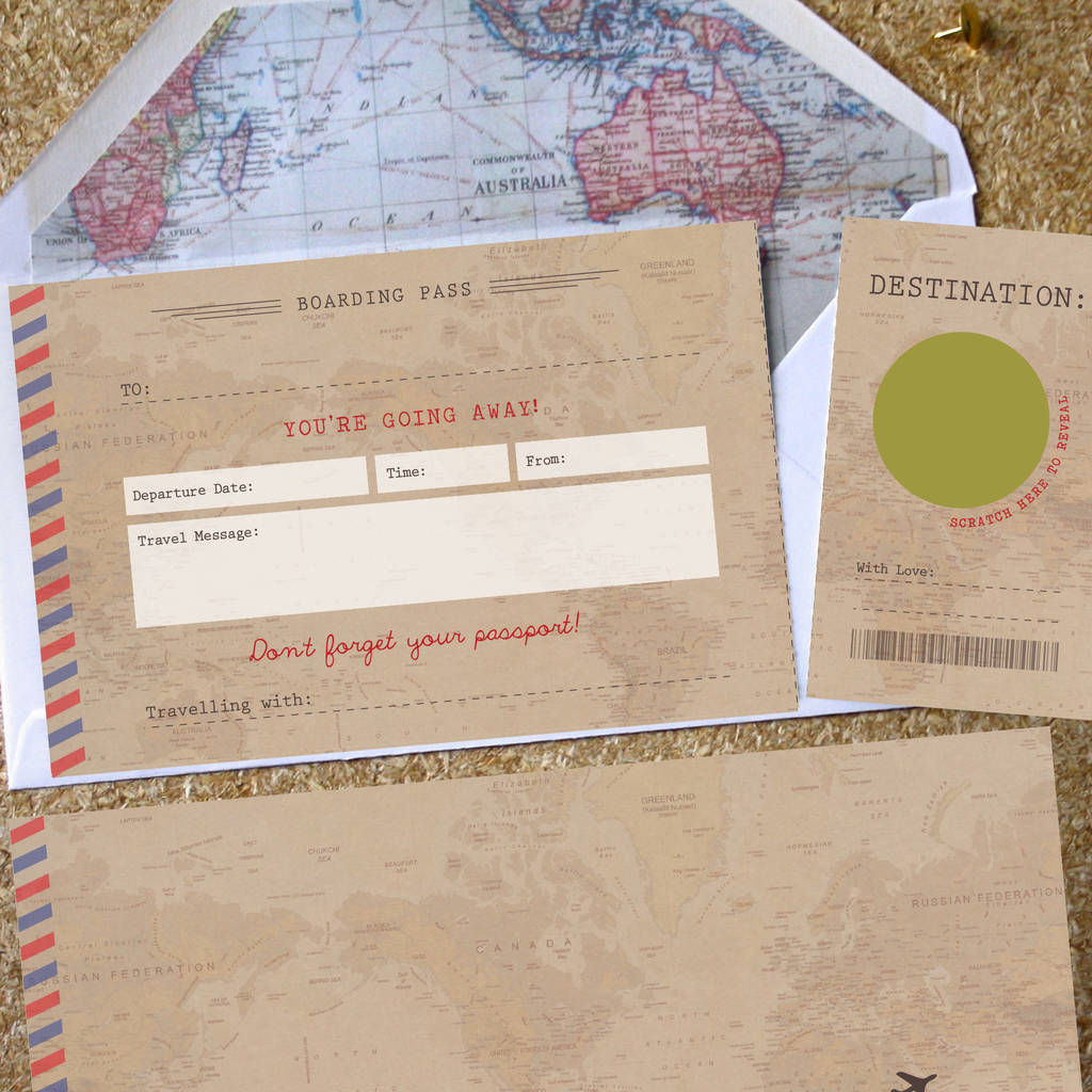 Vintage Scratch Off Boarding Pass Travel Gift By Rodo Creative 
