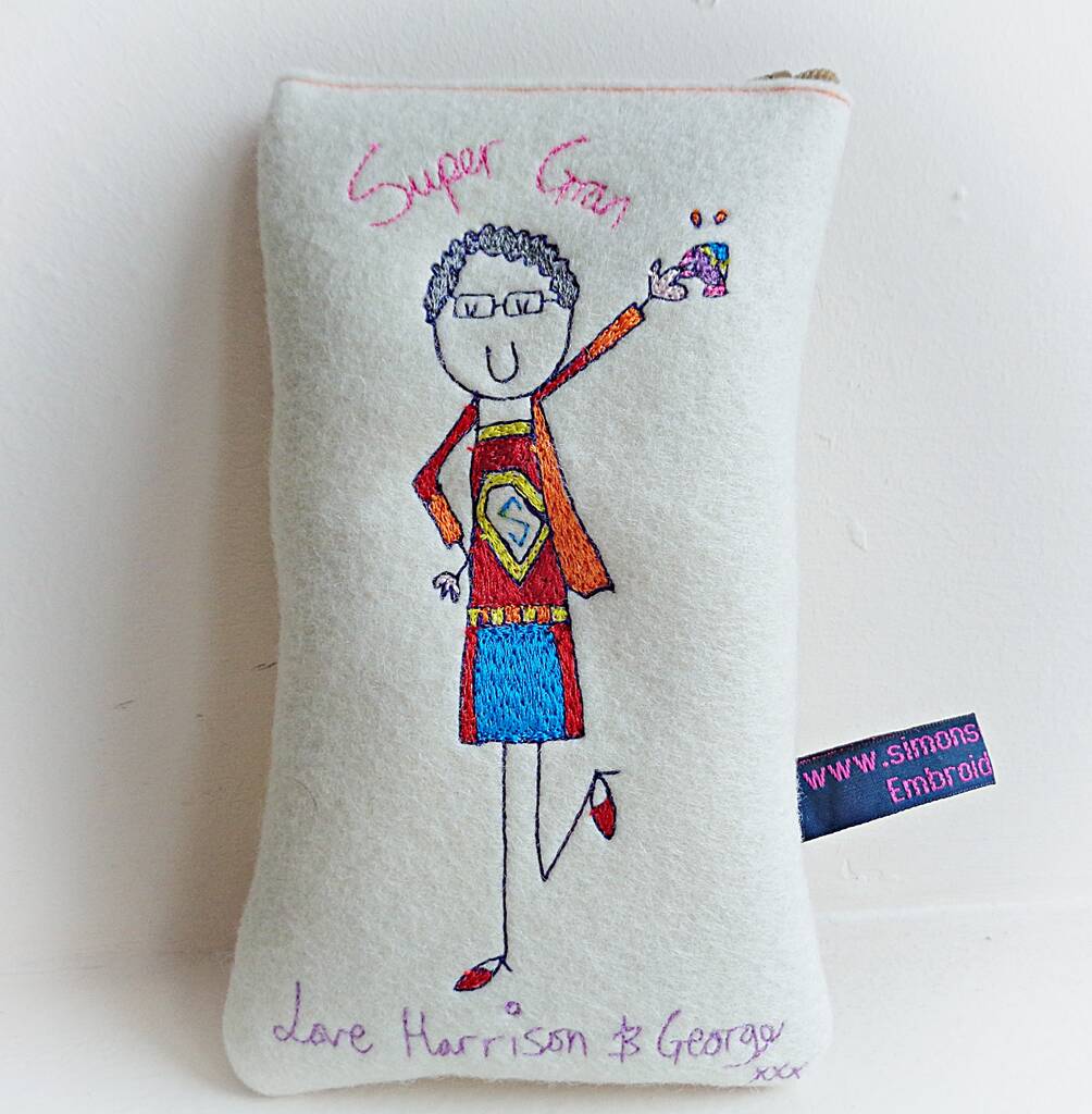 Personalised Super Gran Embroidered Glasses Case By Seabright Designs ...