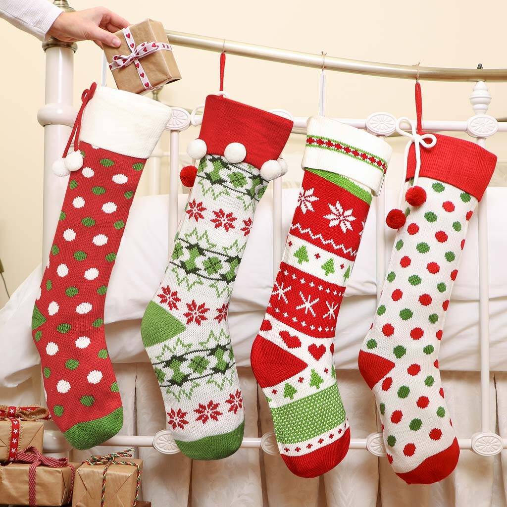 nordic fair isle knit christmas stockings by dibor | notonthehighstreet.com