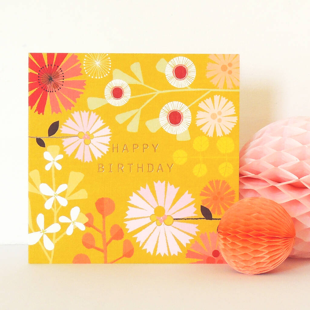 Gold Foiled Mustard Birthday Card By Kali Stileman Publishing