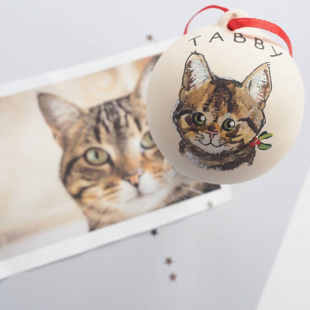 cat's christmas bauble decoration portrait by katie simpson ...