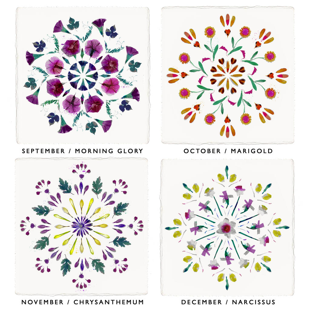 birth flower mandala personalised print by floss & co ...