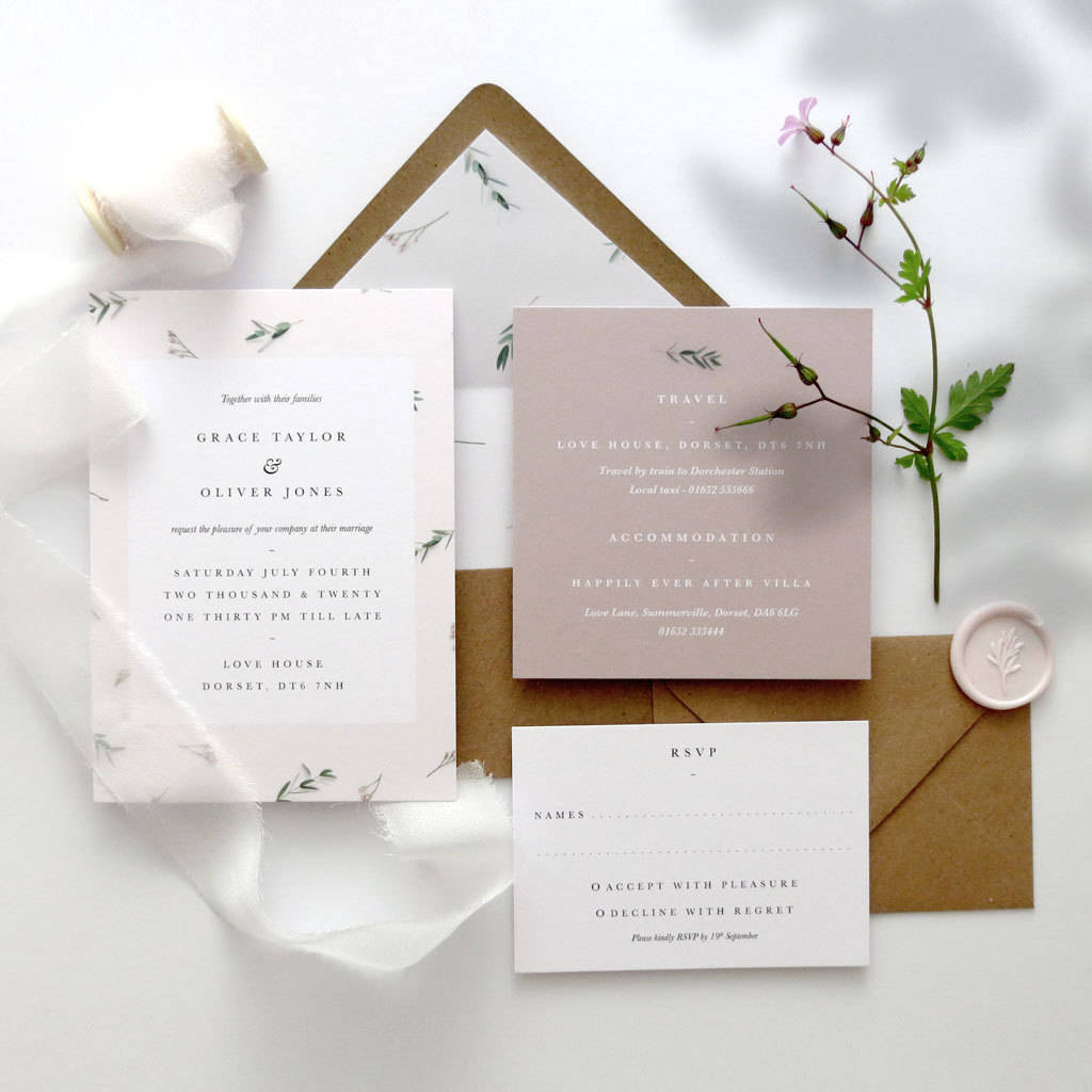 floral blush wedding invitation by confetti designs ...