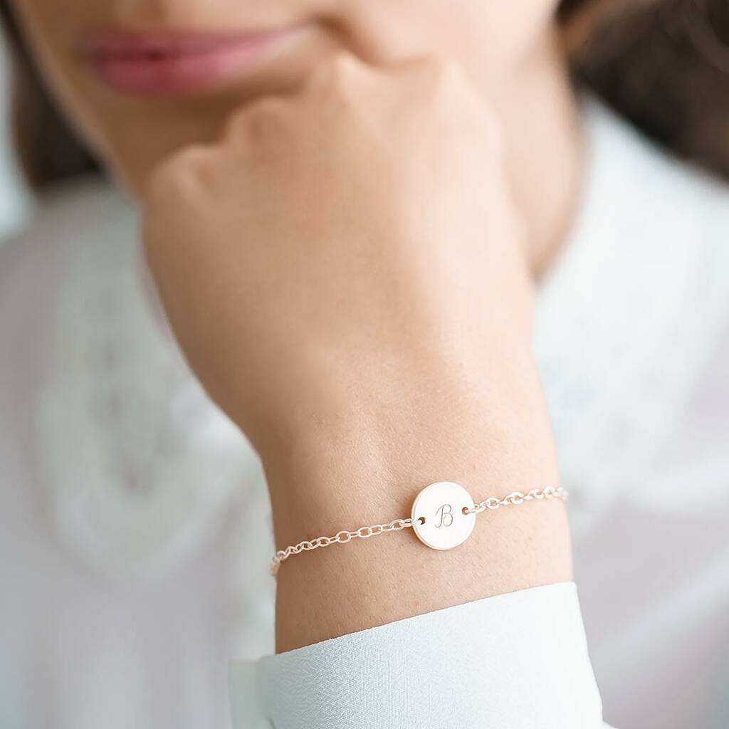 Personalised Initial Disc Bracelet By Bloom Boutique ...