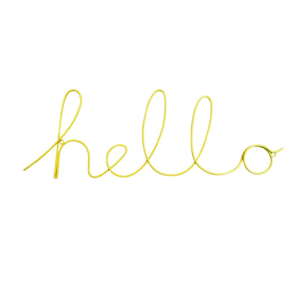 Yellow Metal 'Hello' Decoration By The Department Of Gifting