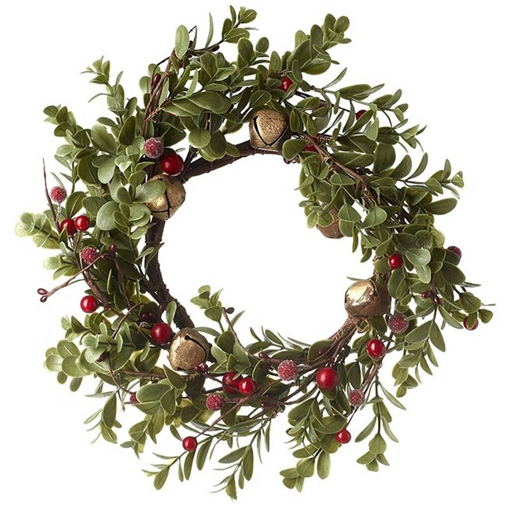 Christmas Wreath With Bells And Berries By Pink Pineapple Home & Gifts ...