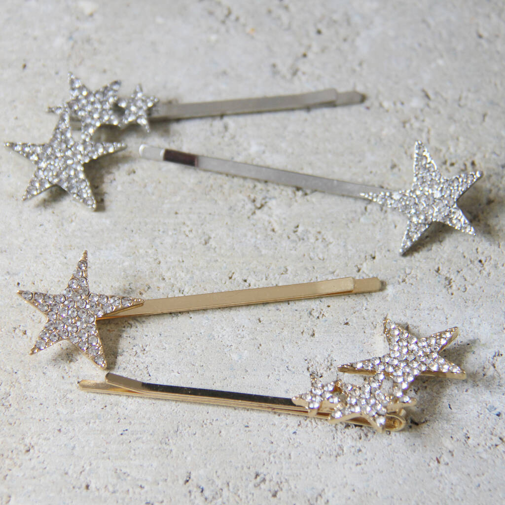 Set Of Two Crystal Star Hair Clip By BRAID & BOW