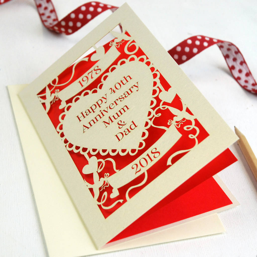 Personalised Papercut Ruby Wedding Anniversary Card By Pogofandango Personalised Papercut Ruby Wedding Anniversary Card By Pogofandango