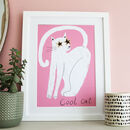 'cool Cat' Pink Cat Illustration Art Print By Keren Parmley ...