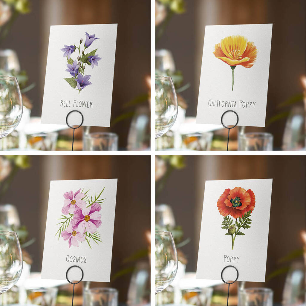 Colourful Flower Table Name Card By Paper Willow | notonthehighstreet.com