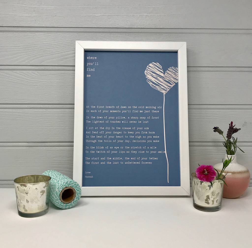 where you'll find me poem print by shmuncki | notonthehighstreet.com