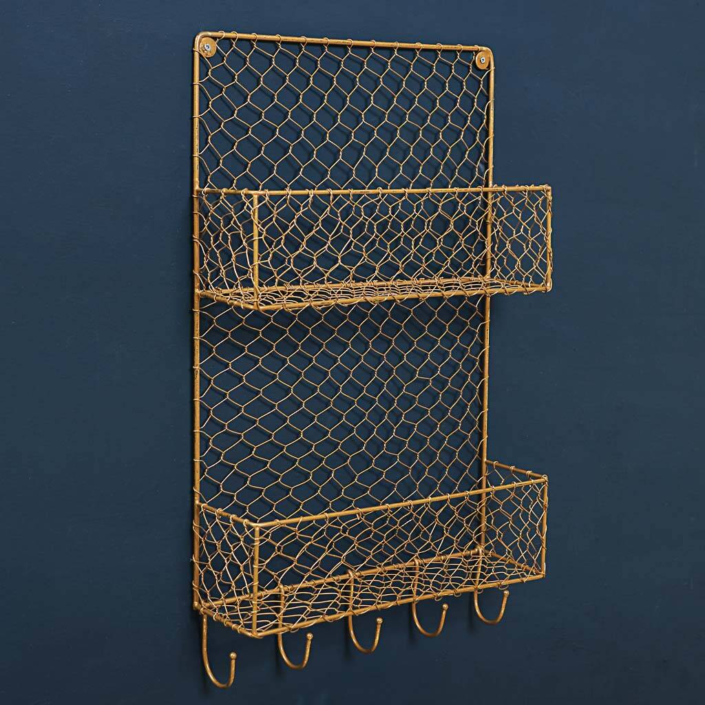 Wall Mounted Gold Rack With Hooks By Dibor | notonthehighstreet.com