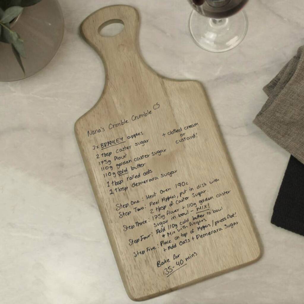 Personalised Hand Written Recipe Paddle Board By The Giftologist