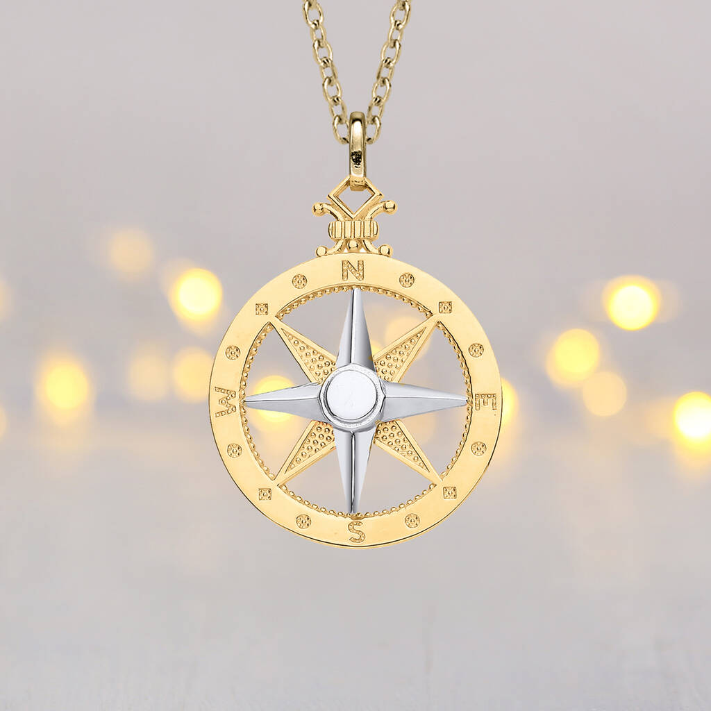 9ct Gold Compass Necklace By Songs of Ink and Steel ...