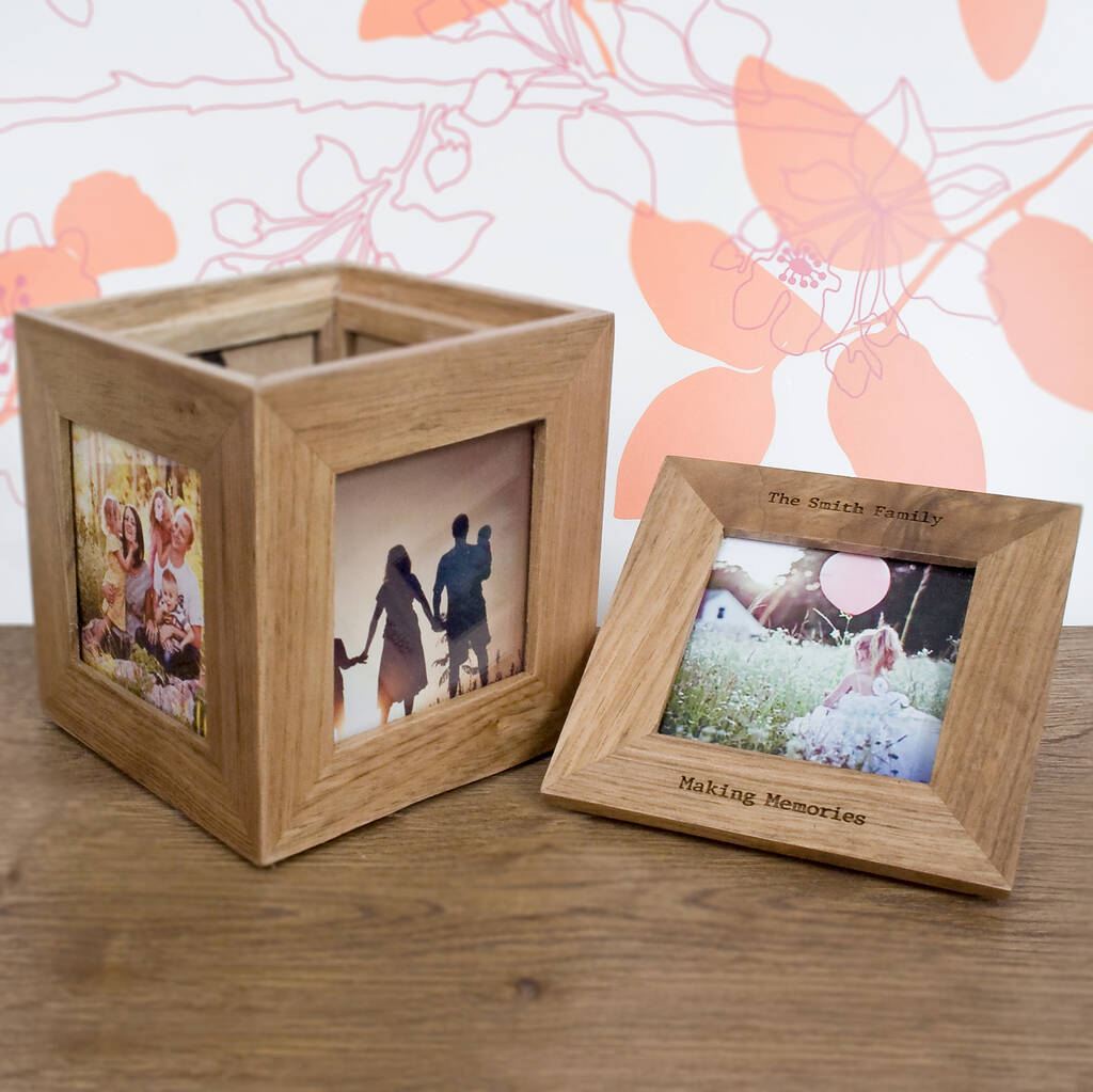 Personalised Oak Family Photo Cube Keepsake Box By JUNGLEY | notonthehighstreet.com