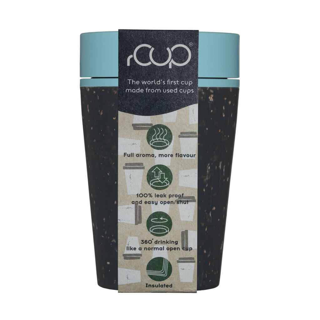 leak proof recycled cup 8oz black and teal by ashortwalk ...