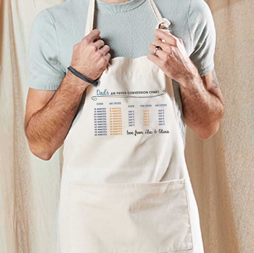 Personalised Air Fryer Conversion Chart Apron By The Alphabet Gift Shop | notonthehighstreet.com