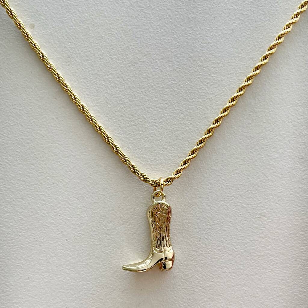 Cowboy Boot Gold Rope Necklace By Wynter Studio | notonthehighstreet.com