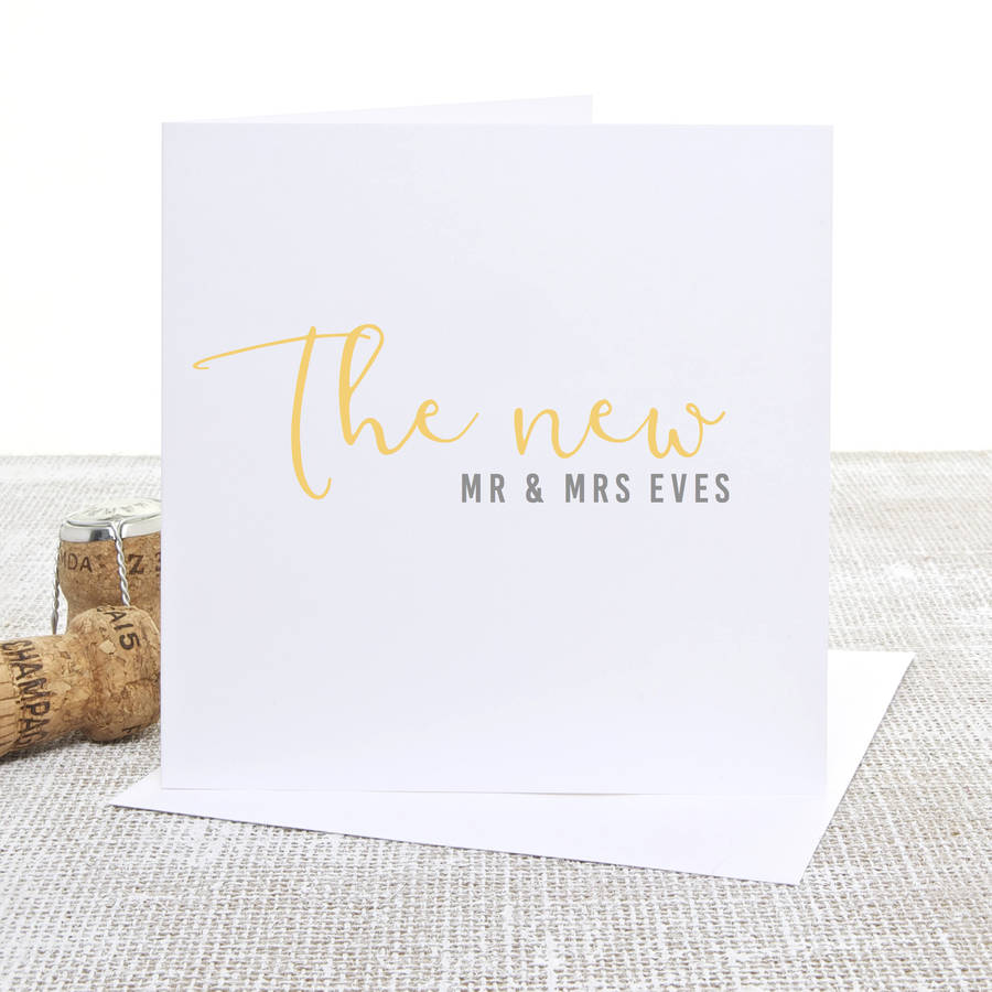 Personalised Mr And Mrs Calligraphy Wedding Card By Slice of Pie Designs