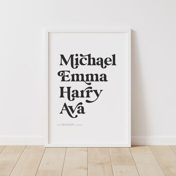 Family Names Personalised Print By PaperPaper | notonthehighstreet.com
