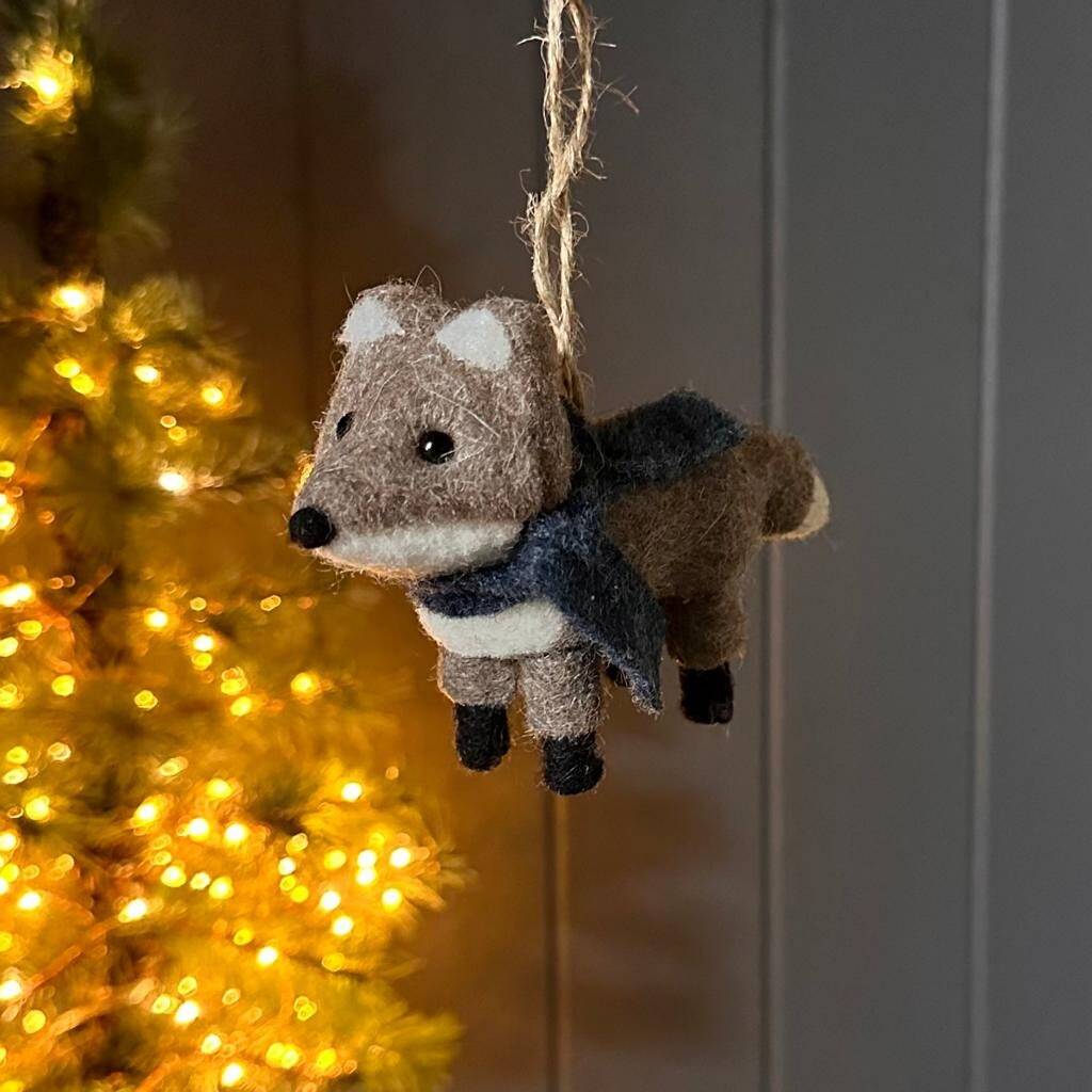 Felt Fox With Scarf Hanging Decoration By Nest Gifts