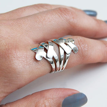 Chunky Sterling Silver Contemporary Layered Ring By Otis Jaxon ...